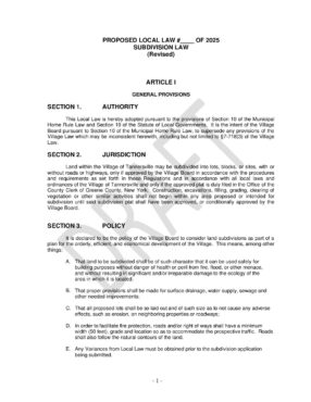 Proposed Subdivision Law Revised 2025 - Tannersville, NY
